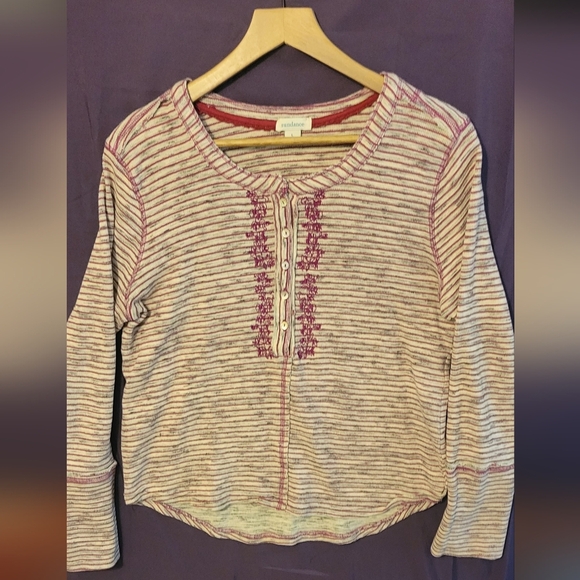 Sundance | Tops | Sundance Striped Buttonfront Top With Embroidery Size ...